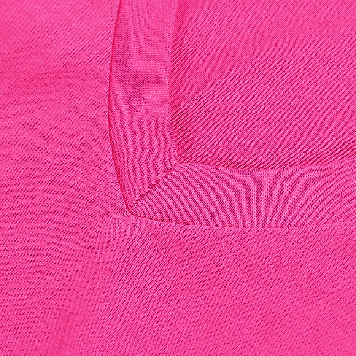 Roselux Women Short Sleeve Deep V Neck Tops Shirts Fitted Cotton Modal Summer Sexy Tshirt Tee Hot Pink M