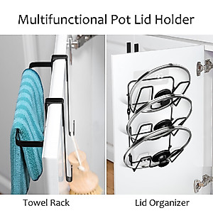 YIGII 2 Pack Cabinet Door Pot Lid Organizer/Pot Lid Holder - Over the Door Lid Organizer for Storage Pot And Pan Cover, Inside the Cabinet-Hanging 6-Tier Pot Lid Rack, Black