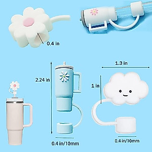 6PCS Straw Covers Cap for Stanley Cup 40 Oz, 10mm/0.39in Silicone Straw Tips Covers, Silicone Straw Topper Compatible with Stanley 30&40 Oz Tumbler with Handle, Reusable Dust-Proof Spill Proof Stopper