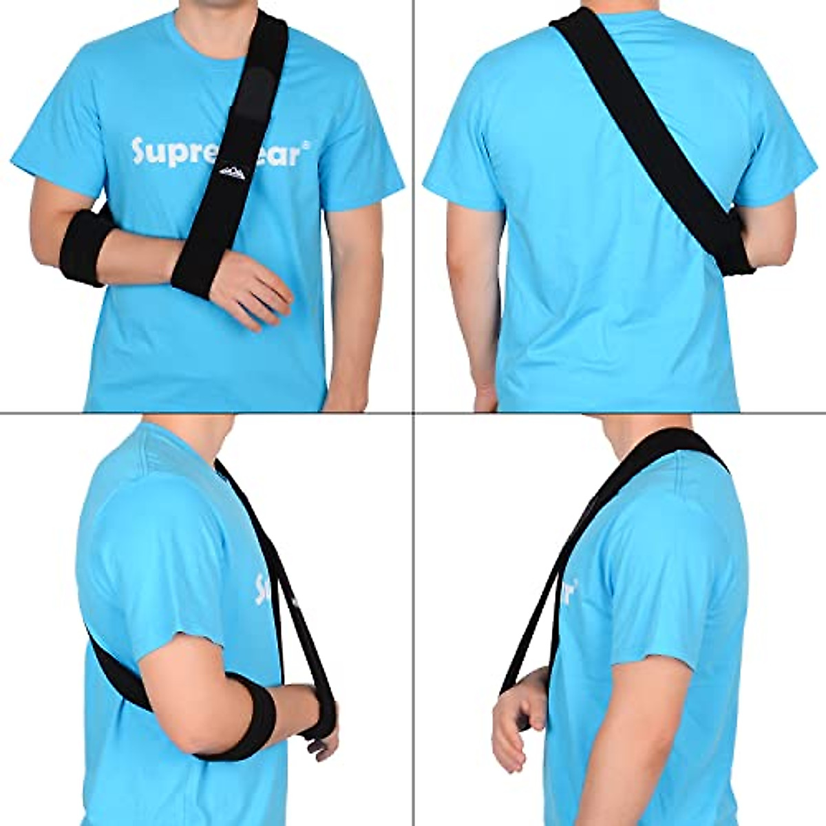 supregear Arm Sling, Adjustable Arm Support Strap, Lightweight Shoulder Immobilizer for Injured Arm Elbow, Broken Collarbone, Torn Rotator Cuff, Dislocation or AC Separation, Left Right, Men Women