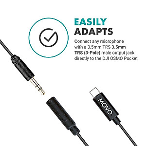 Movo PMA-1 DJI Osmo Pocket Microphone External Sound Adapter USB Type-C to 3.5mm TRS External Microphone Adapter