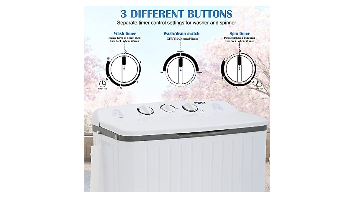 Portable Twin Tub Washing Machine - 17lbs Capacity