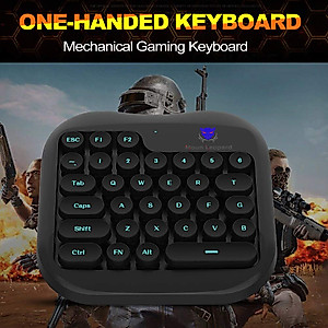Calvas Gaming Keyboard One-Handed Keyboard For Android Mobile Phone Tablet PC Shooting Games USB-Powered Plug and Play w/Phone Holder