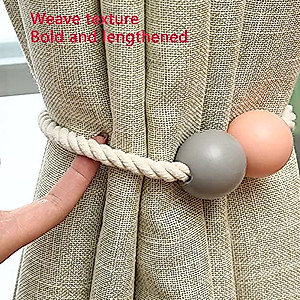 BAMFY 2 Pcs Magnetic Curtain Tiebacks Handmade Rope Holdback Curtain Tie Backs for Living Room, Kitchen, Dining Room, Outdoor, Bedroom, Bathroom (Color : B)