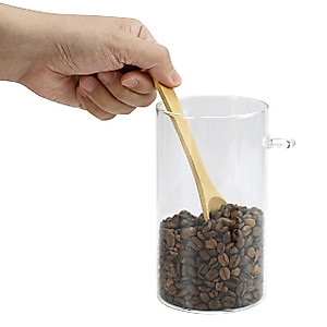 EIKS Glass Jars with Bamboo Lids and Spoon, Clear Airtight Canisters for Storing Sugar Coffee Bean Nuts Tea Salts (23oz)