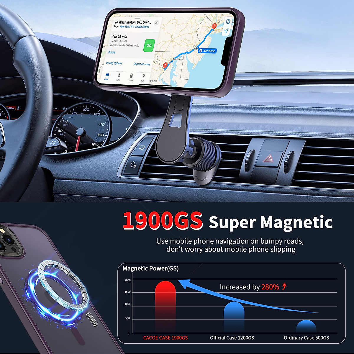 CACOE Magnetic Case for iPhone 13 Pro Max 6.7 inch-Compatible with MagSafe & Magnetic Car Phone Mount,TPU Thin Phone Cases Cover Protective Shockproof Anti-Fingerprint(Dark Purple)