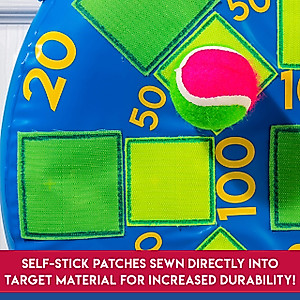 Franklin Sports Kids Tennis Ball Dartboard Game - Inflatable Dart Ball Game Set with (3) Self Stick Tennis Ball - Fun Indoor + Outdoor Tennis Toss for Kids - 20" x 20"