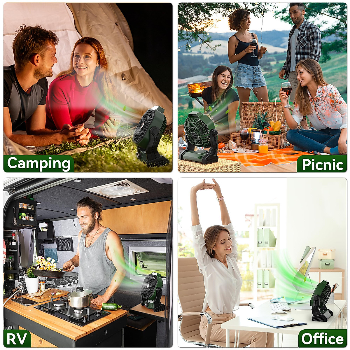 Camping Fan for Tent Fan Rechargeable Fan Portable Fan Battery Powered Fan 10400mAh Battery Operated Fan Personal Fan for Desk Fan with LED Lantern Fan for Camping Essentials for Travel Home