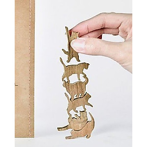 COMMA Wooden Cat Pile Set #3 (Green Thread, 6 Kittens)