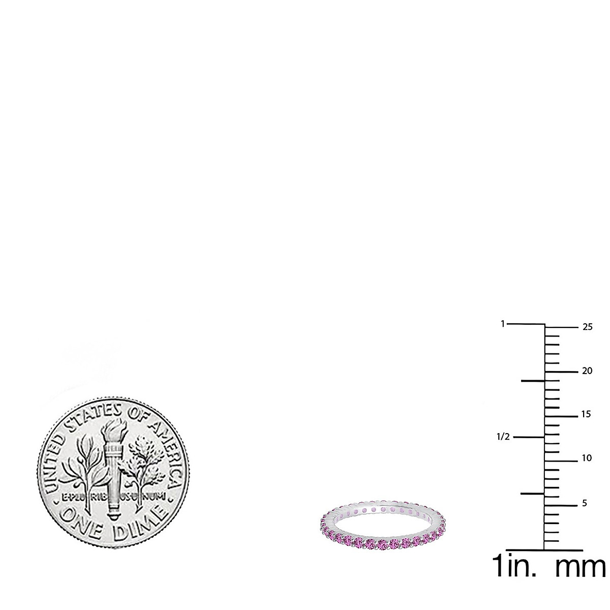 Dazzlingrock Collection 14K Round Pink Sapphire Ladies Eternity Wedding Band 1 CT, White Gold, Size 6