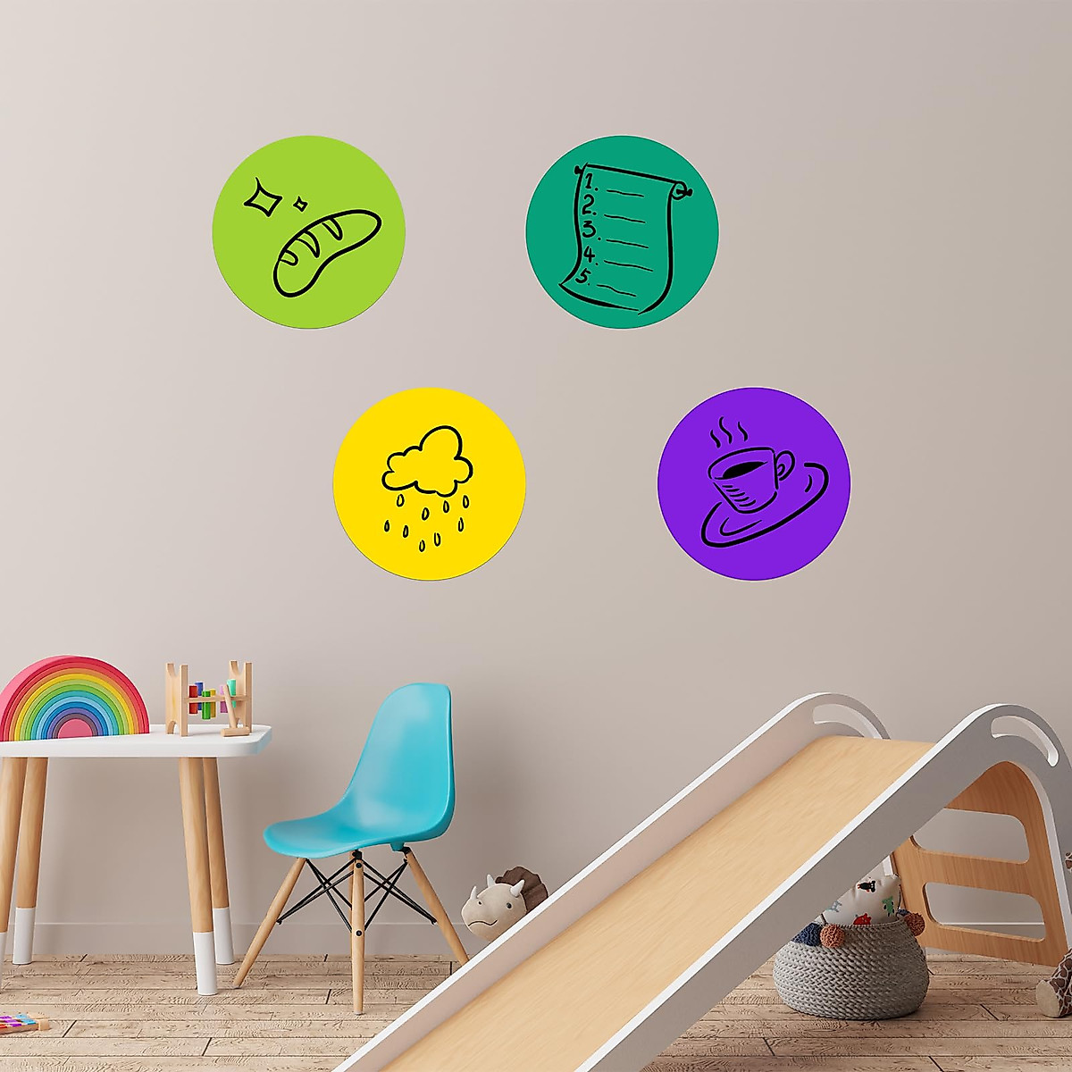 Colorful Dry Erase Dots Circles Whiteboard Marker Removable Stickers Spots Wall Decals for School Classroom Teachers Students Table & Desk, 8 Pack