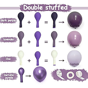 Purple Balloon Garland Arch Kit Lavender Lilac Double Stuffed Balloons Set For Birthday Baby Shower Graduation Prom Sweet 16 Encanto Wednesday Addams
