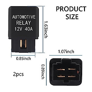 2PCS Automotive Relay for Air Conditioning,4 Pin 12V Relay with Waterproof Design,Universal Cooling Fan Relay for SUV Truck Car Accessories Replacement