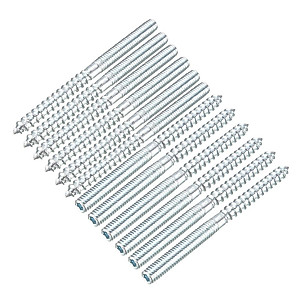 uxcell M6 Hanger Bolts Length 3-1/8"(79mm) Double Headed Bolts Self-Tapping Screw 6mm Wood Joint Furniture Legs 12pcs