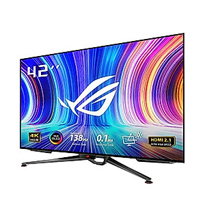 ASUS ROG Swift 41.5” 4K OLED Gaming Monitor (PG42UQ) - UHD (3840 x 2160), 138Hz, 0.1ms, HDMI2.1, True 10 bit, DCI-P3 98%, G-SYNC Compatible, DisplayPort, USB, Console Ready, Remote Control, Anti-Glare