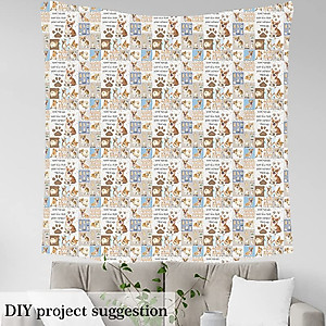 Feelyou Cartoon Dachshund Fabric by The Yard, Cute Corgi Dog Upholstery Fabric for Chairs Sofa Couch, Kawaii Puppy Dog Brown Outdoor Fabric Waterproof, 2 Yards,