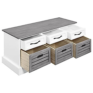 Coaster Home Furnishings Alma 3-Drawer Storage Bench White and Weathered Grey
