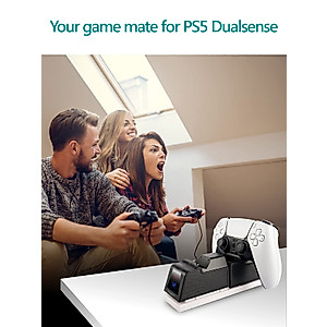 2H Fast Charging PS5 Controller Charger, Feaglo Spring Charging Station for Playstation 5 Dualsense Controllers, Charger Dock with LED Indicator