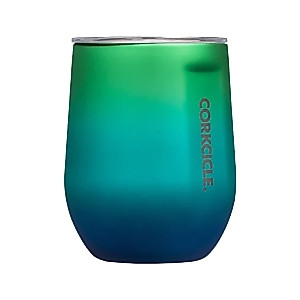 Corkcicle Stemless Wine Glass Tumbler with Lid, Insulated Travel Cup, Chameleon, 12 oz