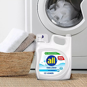 All Ultra with Stainlifters HE Liquid Laundry Detergent, Free Clear, Tough on Stains and Gentle on Skin - 184.5 Fluid Ounces, 123 Loads
