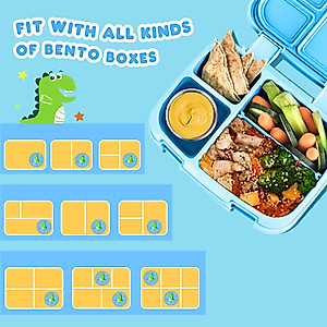 MAIGOZON Kids Salad Dressing Containers To Go, 1.7 oz Small Condiment Containers with Dinosaurs Leakproof Silicone Lids, Reusable Stainless Steel Sauce Dip Cup for Kids Boys Lunch Bento Box, 4PCS