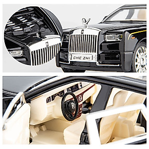 BDTCTK 1/32 Rolls-Royce Phantom Model Car,Zinc Alloy Pull Back Toy car with Sound and Light for Kids Boy Girl Gift (Black)