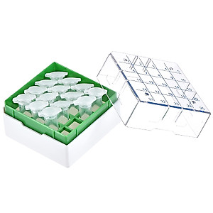 uxcell Centrifuge Tube Freezer Storage Box 25 Places Waterproof Polypropylene Cryogenic Holder Rack for 1.8/2ml Microcentrifuge Tubes Vials Samples, Green