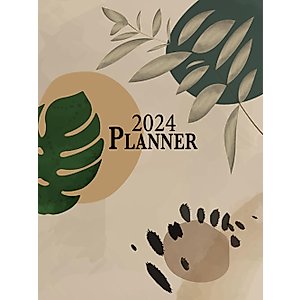 Planner 2024: One Year Weekly and Monthly Organizer (from June 2023 through December 2024), with Holidays, Contacts and Passwords, Modern Design
