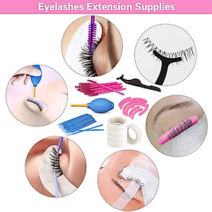 Beuaty Star Professional Lashes Kit False Eyelash Extensions Practice Kit Flat Mannequin Head Lash Extensions for Beginners Makeup Training and Eyelash Graft(No Glue)