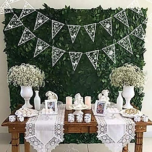 White Triangle Garland Bunting for Wedding Party Hanging Decorations Décor Backdrop Mothers Day Valentines Bridal Anniversary Engagement Birthday Party Decoration