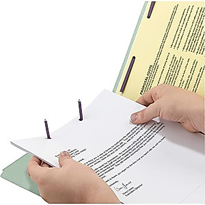 Smead® Pressboard Fastener Folders With SafeSHIELD® Fasteners, 3" Expansion, Legal Size, 100% Recycled, Gray/Green, Box