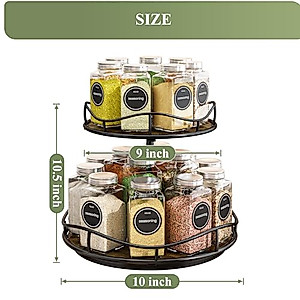 Wood Lazy Susan Organizer Spice Rack - Revolving 10 inch Space Saving Turntable for Kitchen Countertop Pantry Cabinet Organization Storage, Black