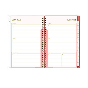 Blue Sky 2023-2024 Academic Year Weekly and Monthly Planner, 5" x 8", Flexible Cover, Wirebound, Cali Pink (130621-A24)