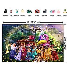 5x3ft Magic Movie Birthday Party Backdrop Supplies for Girls Madrigal Family Background Banner for Cake Table