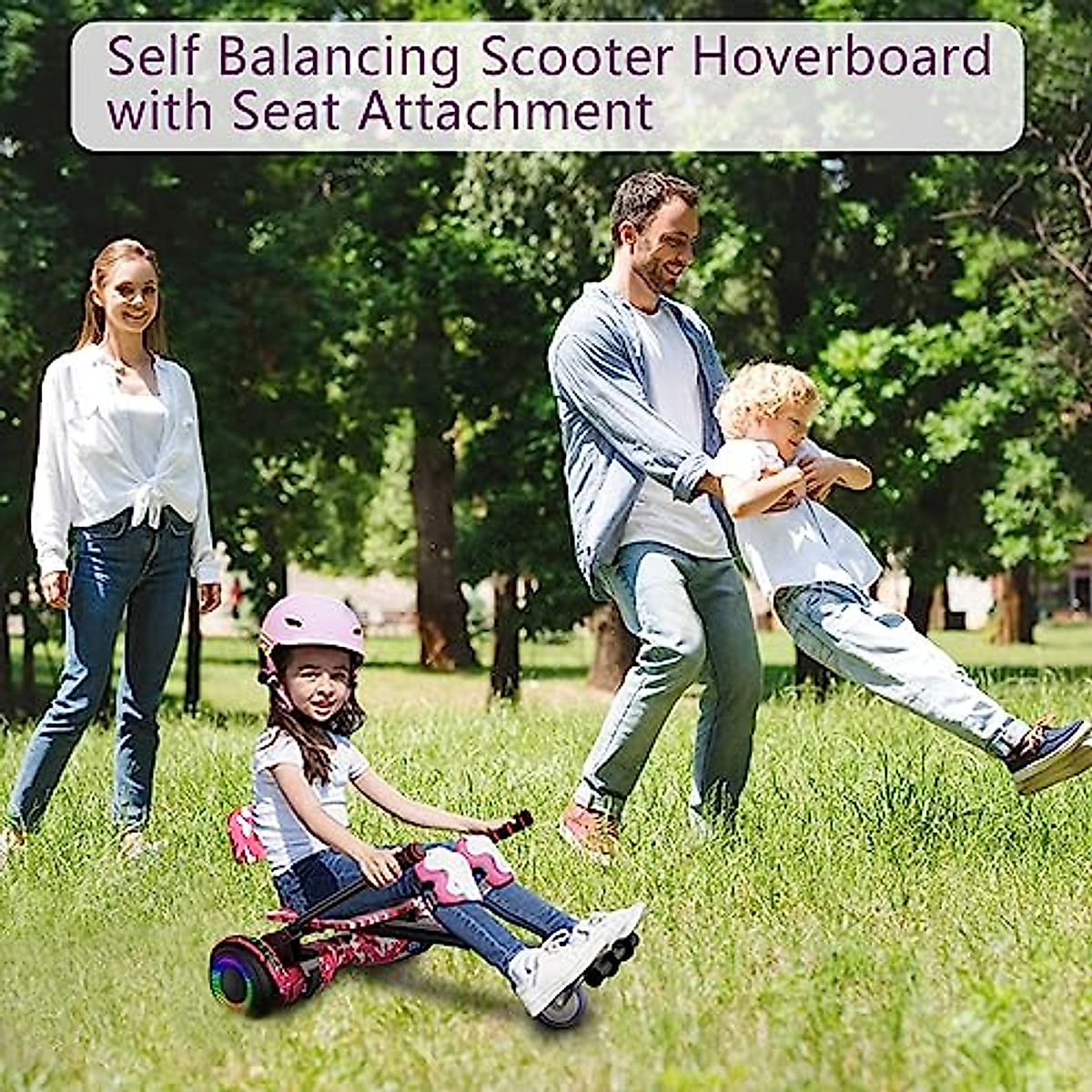 FLYING-ANT Hoverboard with Seat Attachment, 6.5” Self Balancing Scooter with Hoverkart, Hoverboards with Bluetooth and LED Lights, Best Gift for Kids and Teenagers,Shipping from USA