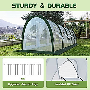 Pop Up Greenhouse 16.5x3.3x3.3FT Flower House Mini Gardening Plant Flower Sunshine Room Tunnel Garden PVC Greenhouse Cover for Cold Frost Protector Gardening Plants