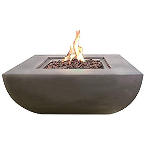 Modeno Westport Outdoor Gas Firepit Table 34 Inches Fire Pit Patio Heater Concrete Outside Electronic Ignition Backyard Fireplace Cover Lava Rock Included Natural Gas