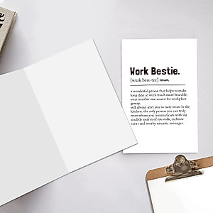 Ogeby Work Bestie Definition Card, Funny Birthday Card for Coworker Her, Humor Leaving Card for Work Friend