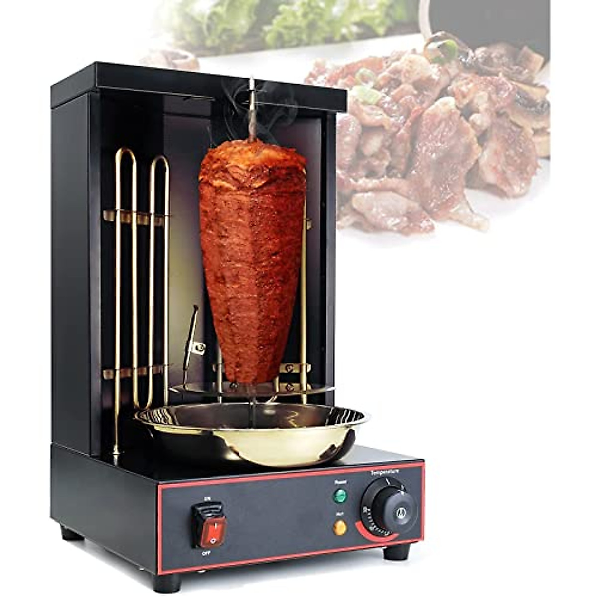 CENAP Shawarma Machine Doner, Electric Vertical Doner with Temperature Adjustment Switch and 2 Burners, Electric 2400W Motor, Great for Roast Turkey, Taco Roast, and Roast Chicken