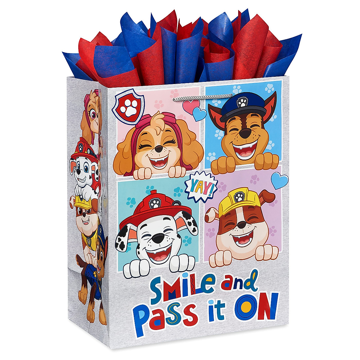 American Greetings 13" Large Paw Patrol Gift Bag with Tissue Paper (1 Bag, 8-Sheets)