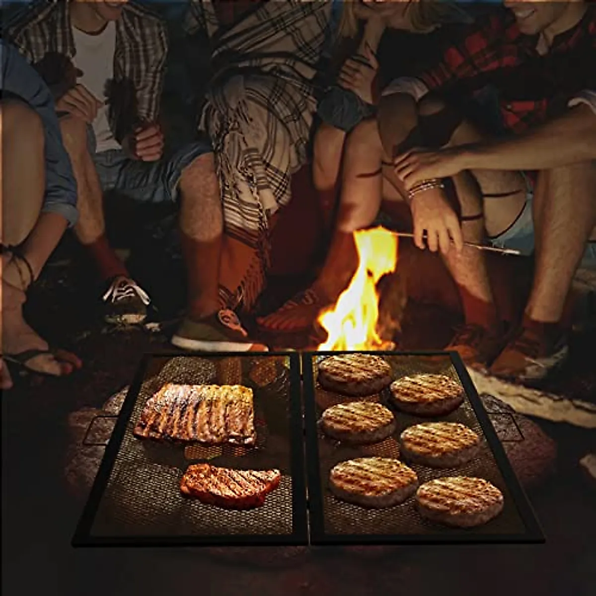 VEVOR Fire Pit Cooking Grate 30 Inch, Foldable Square Cooking Grill Grates, Heavy Duty X-Marks BBQ Grill with Portable Handle & Solid Steel for Outdoor Campfire Party & Gathering