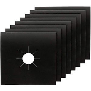 8pcs Gas range stove top burner protectors,0.2 MM Thickness stove top covers for gas burners,Non-Stick Stovetop Protector Liner Cover Reusable Dishwasher Safe Size 10.6” x 10.6” (Black 8pcs)