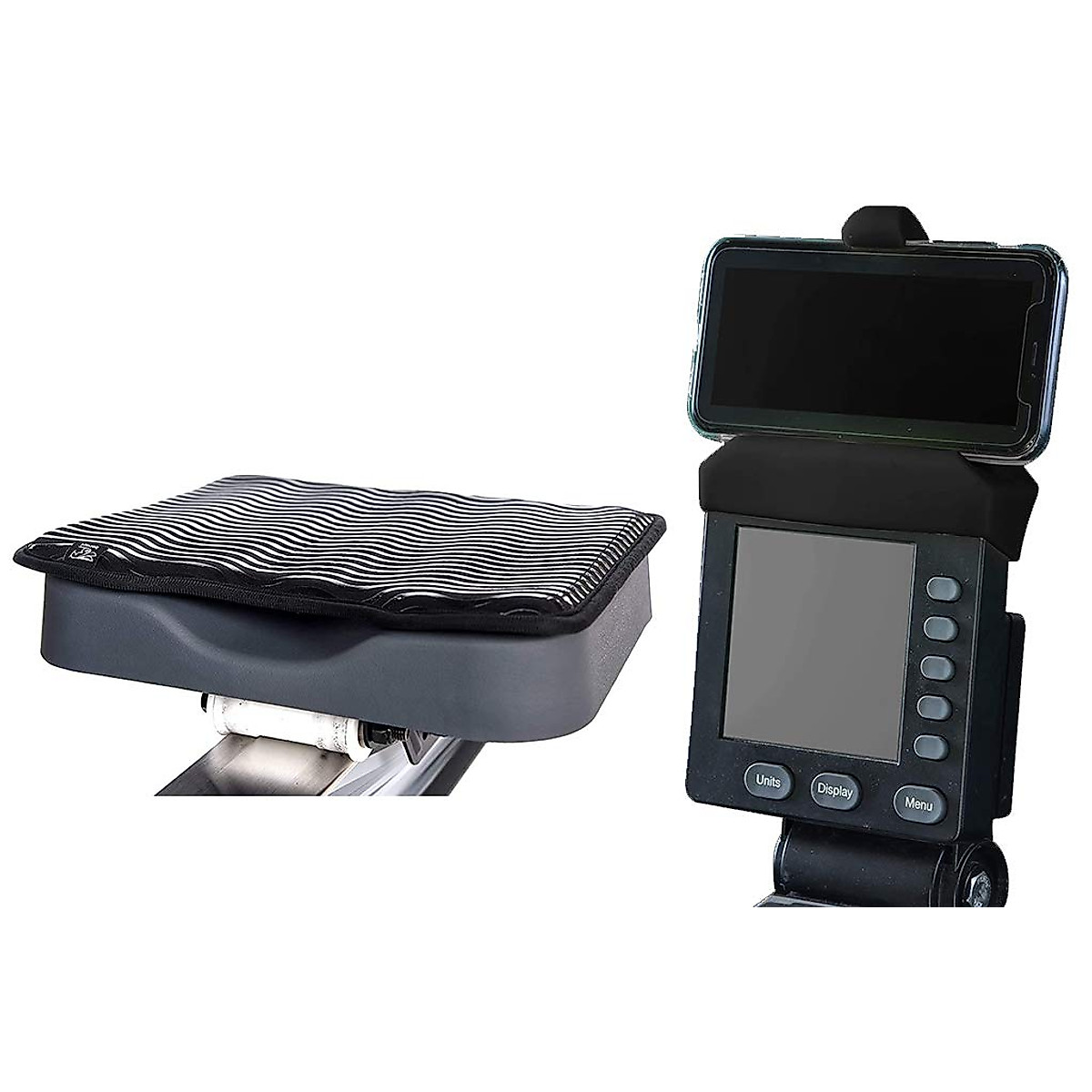 The Performance Rowing Machine Combo: Rowing Machine Cushion and Phone Holder Compatible with PM5 Monitor from Concept 2
