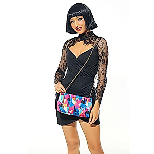 JURLEA Fashion Clutch Purse Silk Shoulder Tote Bags Colorful Crossbody Bags for Women Top-Handle Handbags (Colorful- MH2)