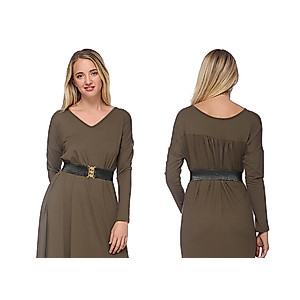 Anna-Kaci Women's Sparkly Glitter Waistband Wide Stretch Elastic Belt Wedding Sashes Bling Elegant Accessory, Shiny Black, One Size