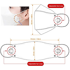 [10 Pack] :: Authentic :: BLUNA [Kids/Small] KF94 Facefit Ergonomic 3D Adjustable Strap Korean Face Mask, White [Made in Korea][Individual Package] for Small Kids Children