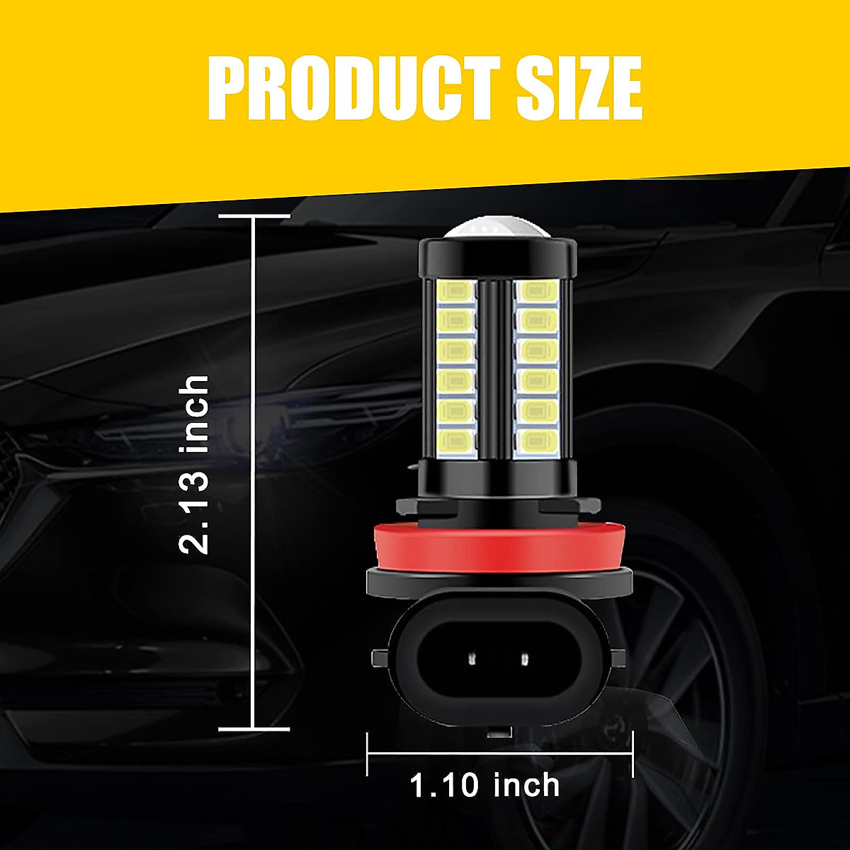 zvsay 1 PC Car LED Fog Lights, 6000K High-light Front Fog Lights, 5730-33SMD LED Light Bulb Conversion Kit, Universal for Most Cars (White #9005)