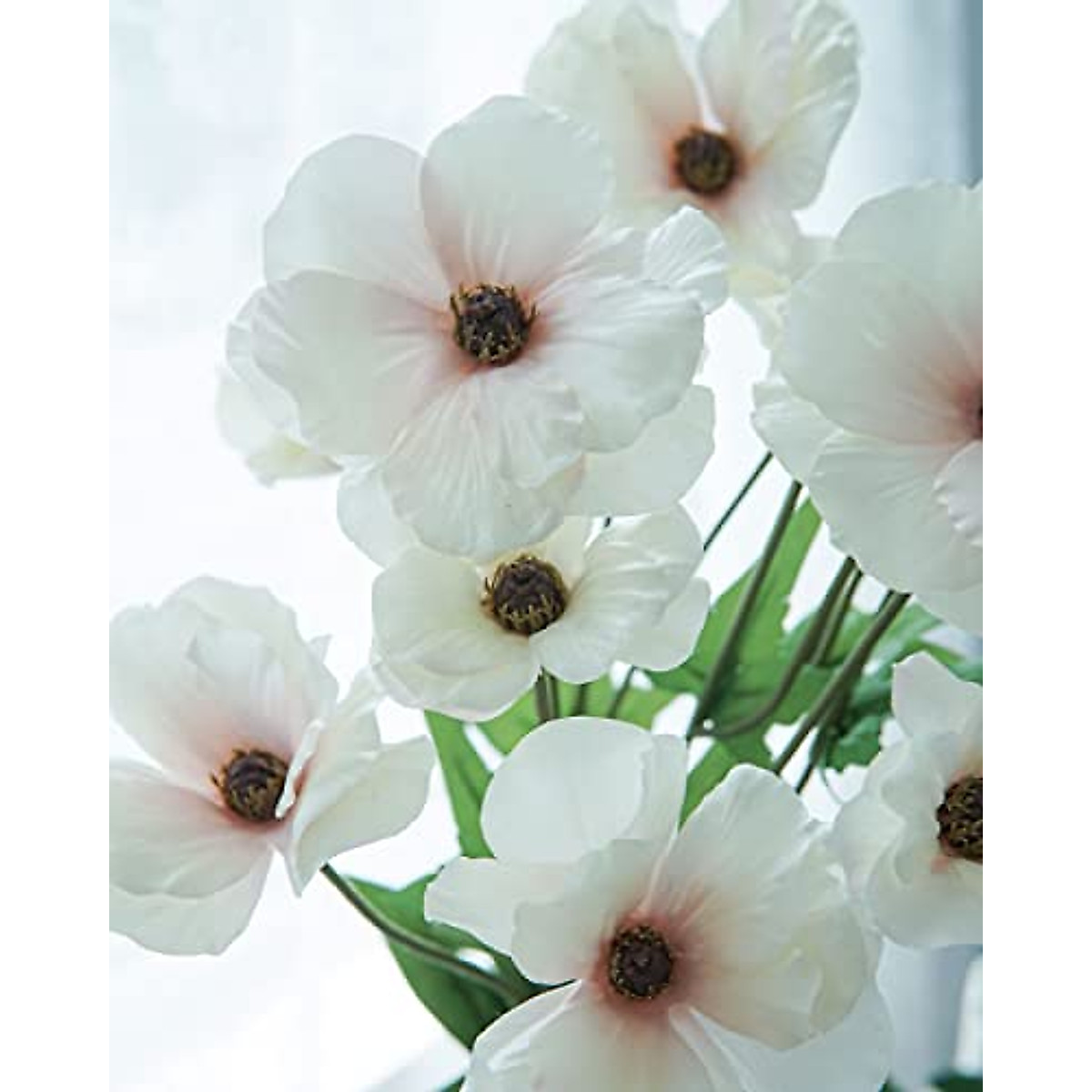 Kamang Ranunculus Flowers White Silk Flower (3 Stems) for Home Decor and Wedding. Artificial Flower for White Spring Decor. Floral Arrangement and Table Centerpiece. White Silk Flowers (White)