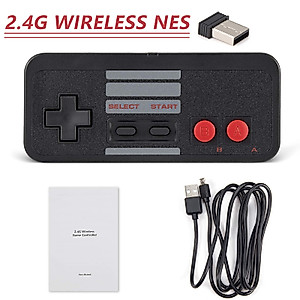 KIWITATA Wireless USB NES Controller for PC Games, 2 Pack 2.4G Rechargeable NES Remote Wireless USB Retro Game Pad Controller for Windows MAC Raspberry Pi 3