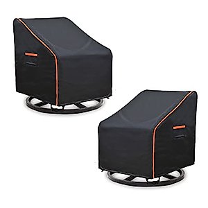 BRUXOLAY Outdoor swivel chair cover 2 pack outdoor furniture, terrace swivel rocker cover, suitable for (27.5w x 32.5d x 39H inch) 600D heavy waterproof outdoor chair cover tear resistant, black